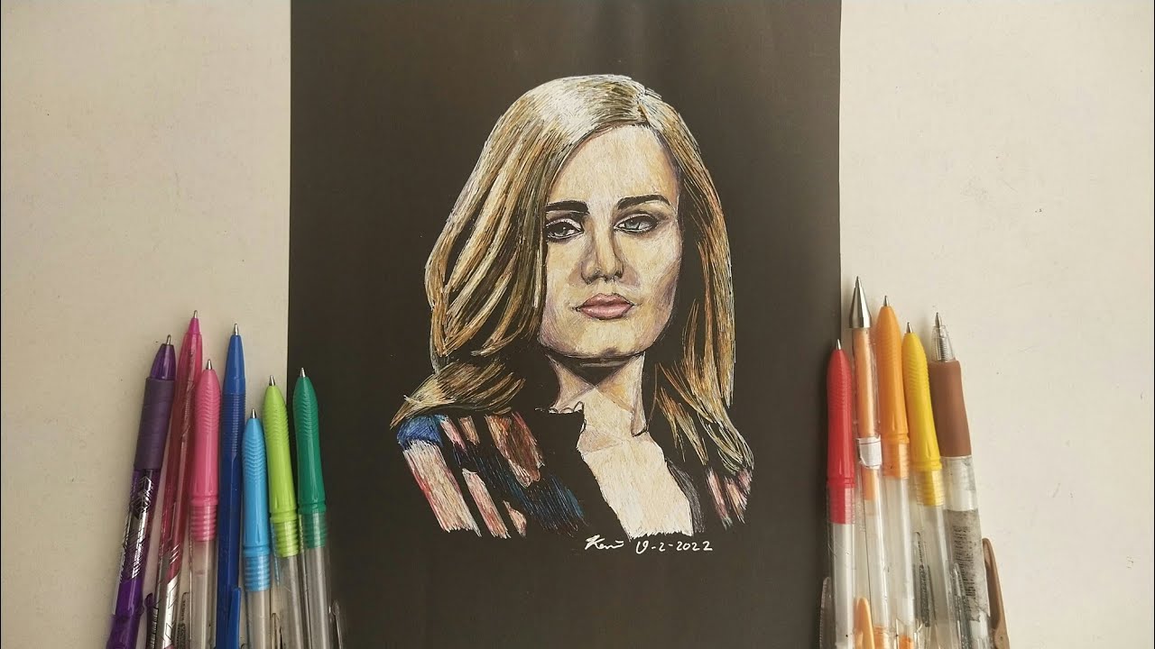 sketch and draw of adele (by kerrin winona)| How to draw Adele with ...