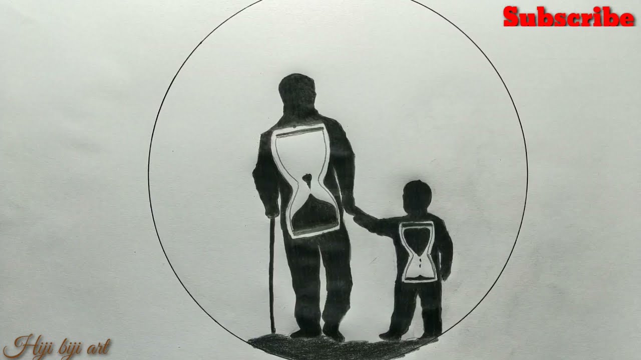 Grandpa and grandson drawing for beginners /Grandparents day special ...