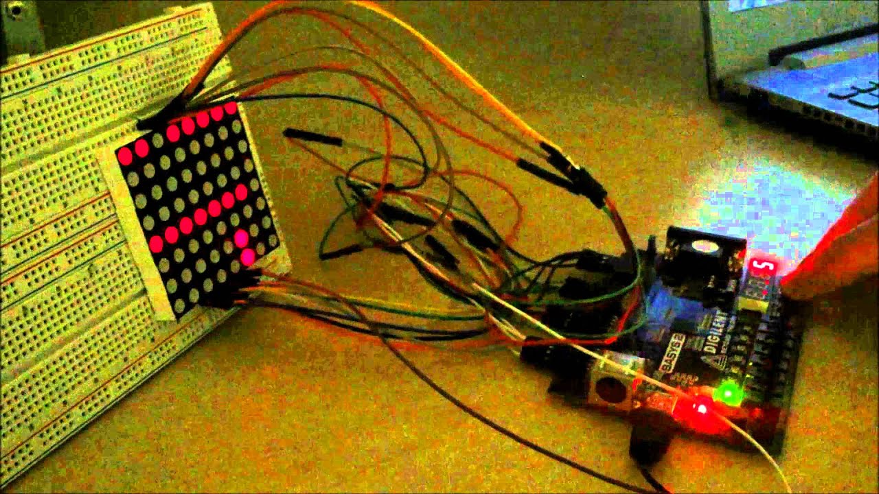 Obstacle Car Game on Basys 2 using 8x8 LED matrix (VHDL) - YouTube