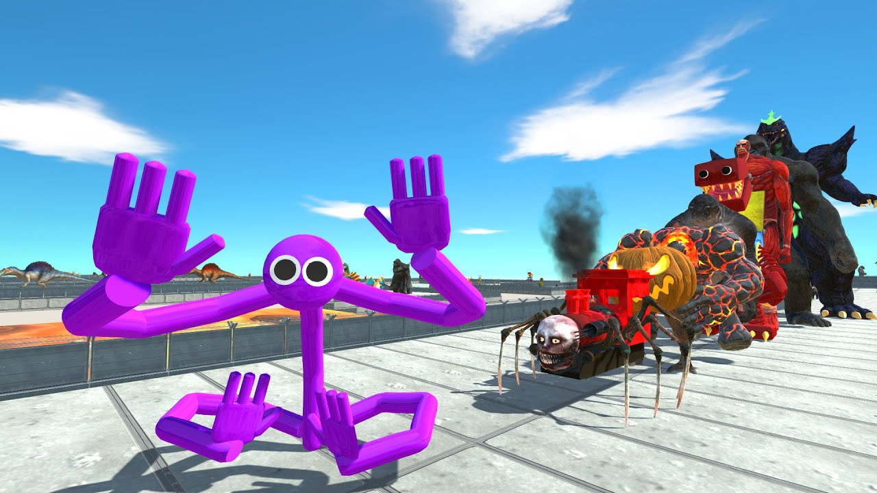 Rainbow Friends Purple LAVA DEATH RUN - Animal Revolt Battle Simulator ...