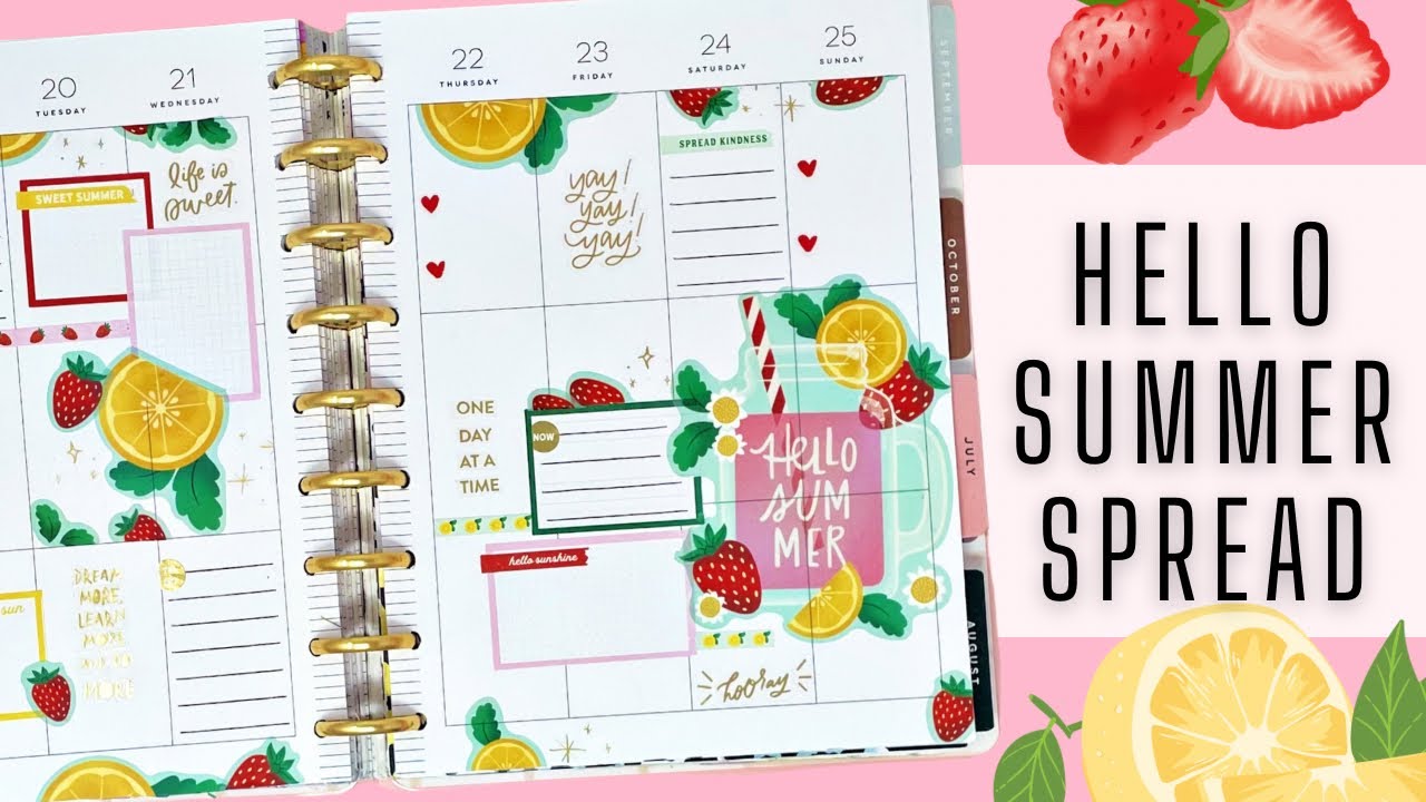 PLAN WITH ME | ‘HELLO SUMMER’ SPREAD | THE HAPPY PLANNER - YouTube