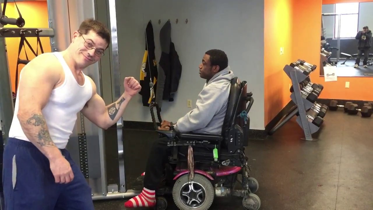 working out with disabled man ( inspiration) - YouTube