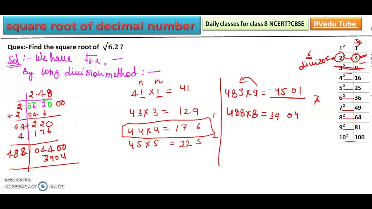 how to calculate square root of 6.2 | how to find the square root of √6 ...