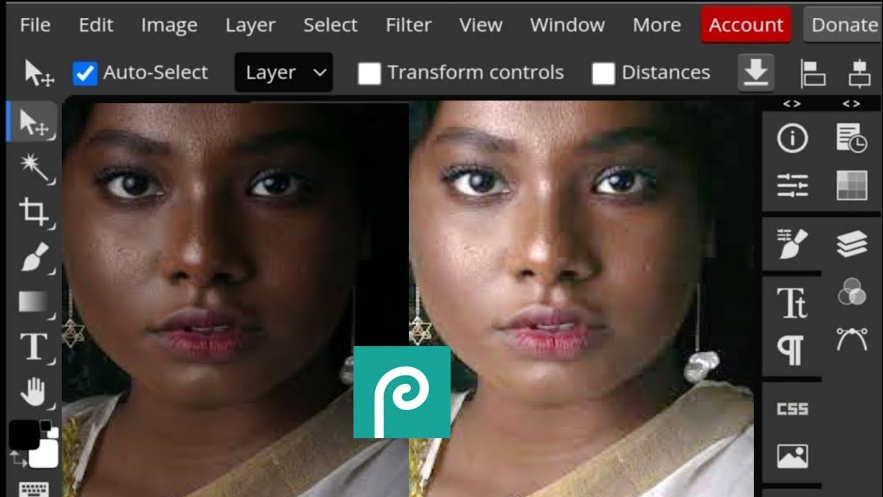 Dark face to enhance light face in photopea#photopea #photoediting ...