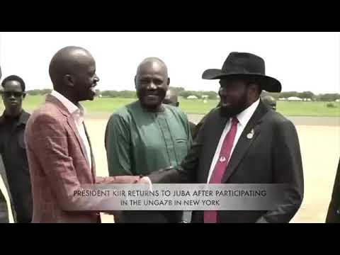 President Kiir returns to Juba after attending the UN General Assembly in New York - YouTube