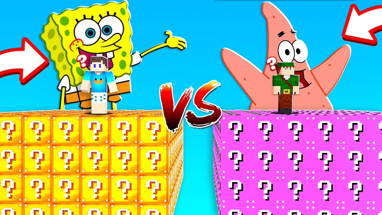 BOB ESPONJA NO DESAFIO DO CUBO DE LUCKY BLOCK NO MINECRAFT!! - YouTube