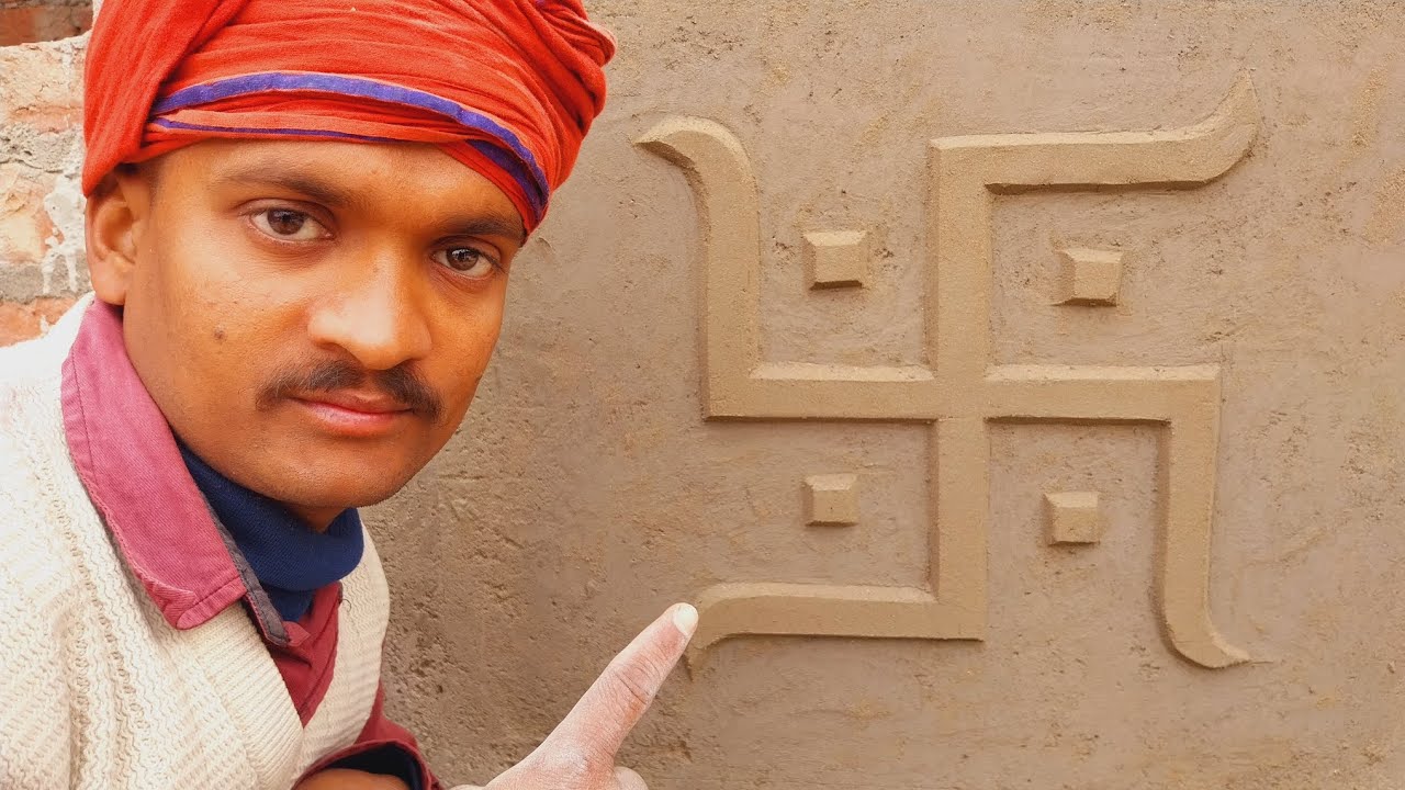 Swastik wall art || cement swastik art || @cement art - YouTube