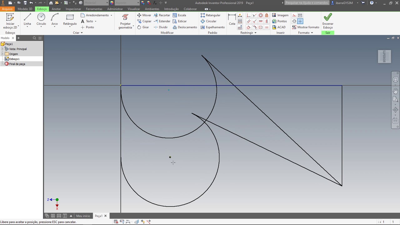 Inventor 2019 Desenho 2D e Revolução - YouTube