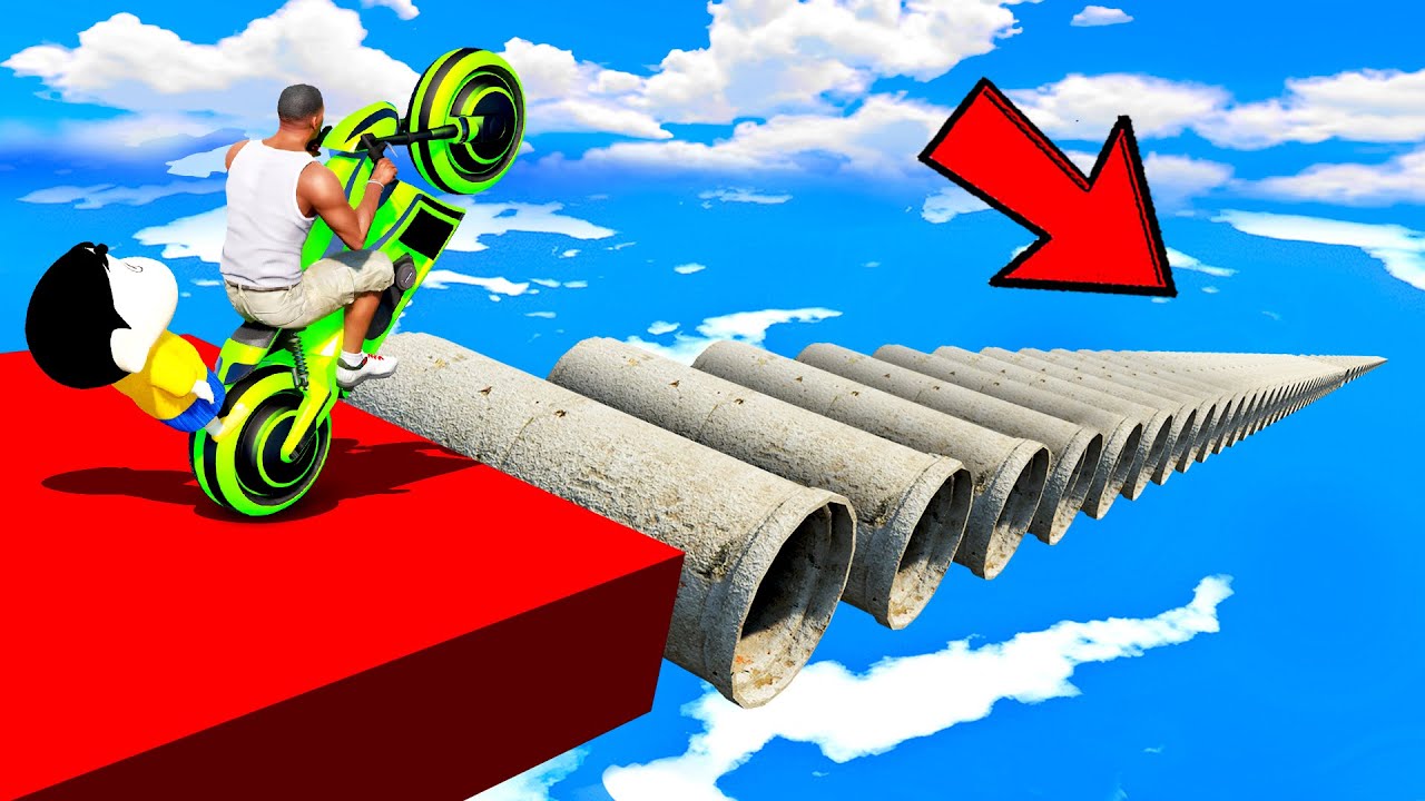SHINCHAN AND FRANKLIN TRIED THE IMPOSSIBLE MEGA RAMP PIPE PARKOUR ...