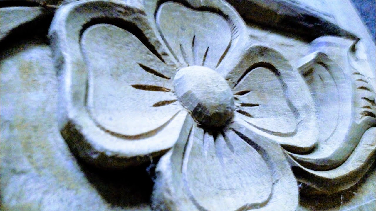 carving making flower designs different line wood carving - YouTube