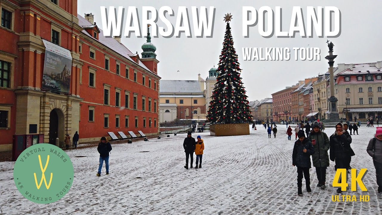 WINTER in WARSAW | 4k Virtual WALKING TOUR of OLD TOWN | City SOUNDS ...