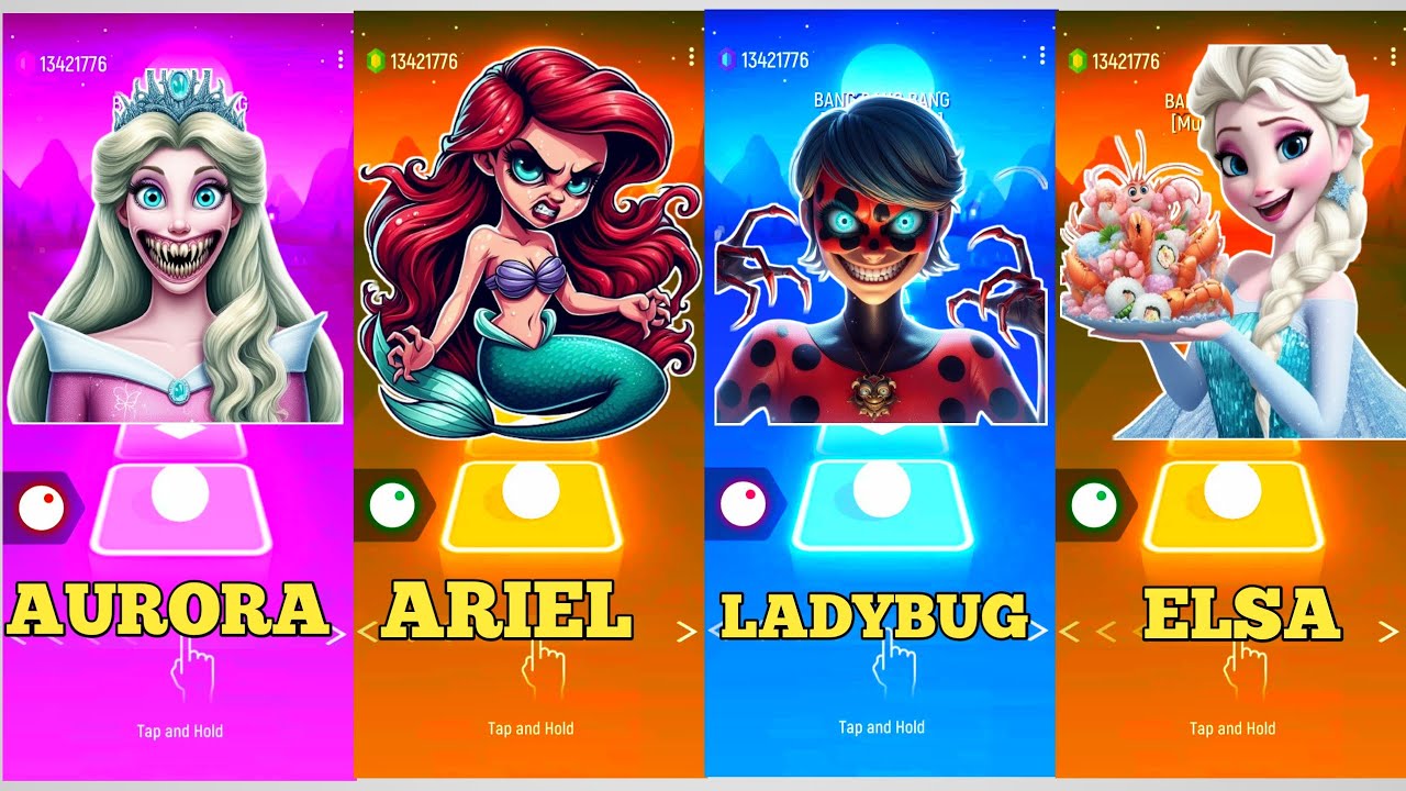 !! Scary Disney Princess Aurora 🆚 Ariel Mermaid 🆚 Miraculous Ladybug 🆚 ...