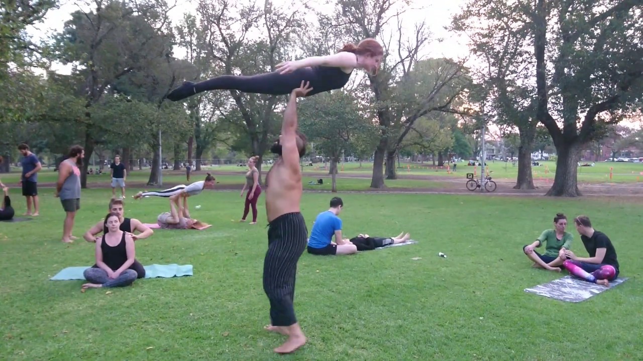 standing acroyoga flow, high bird, side star, high croc with the mighty ...