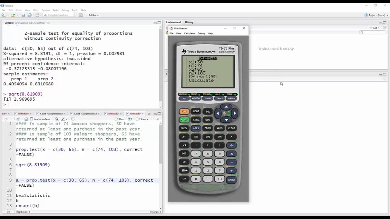 Using R for a 2 proportion z-test (from summary data) - YouTube