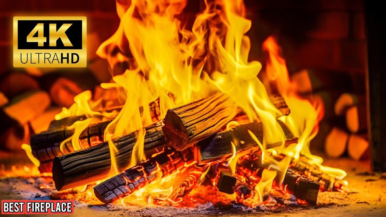 FIREPLACE 4K🔥Cozy Fire Background (3 HOURS), Fireplace video with ...