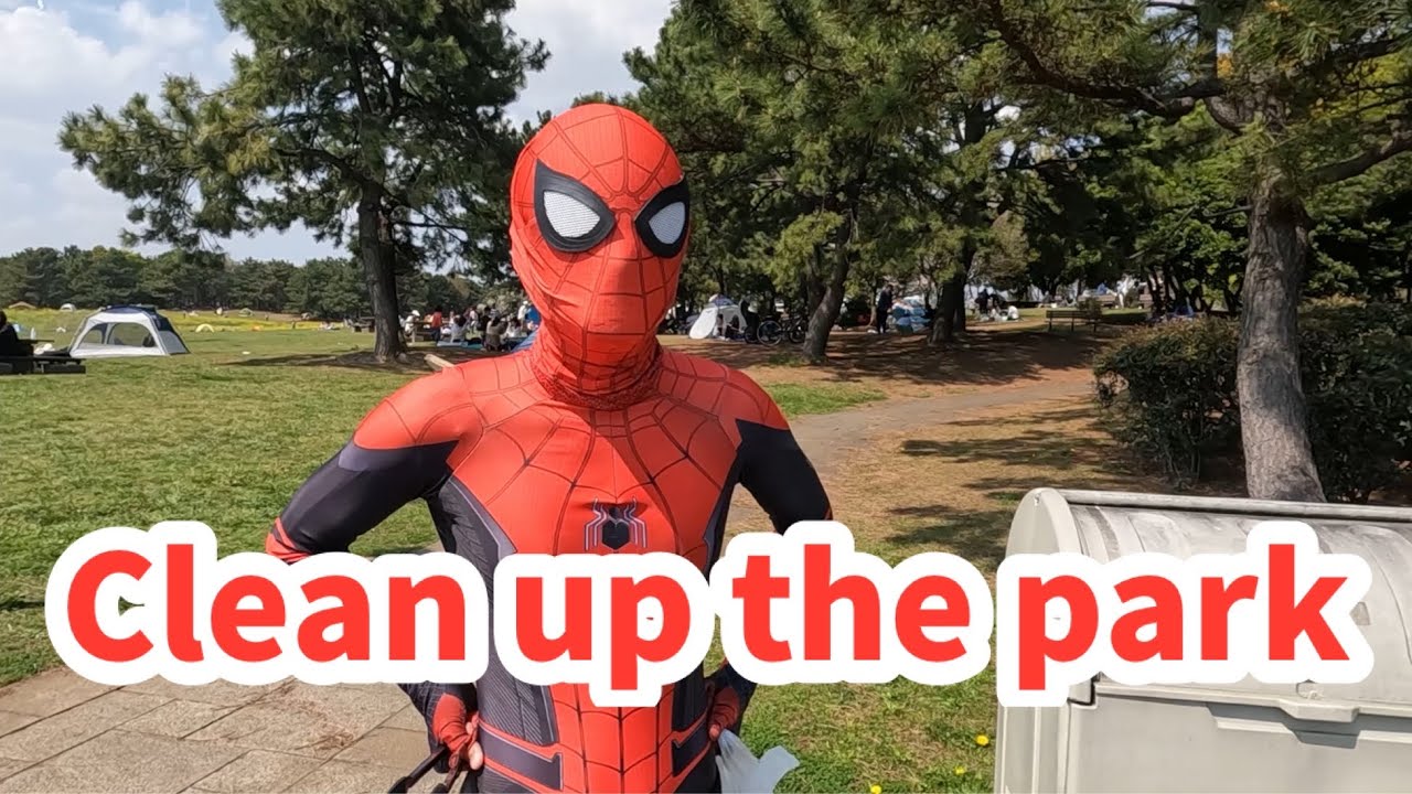 spiderman cleaning the park - YouTube