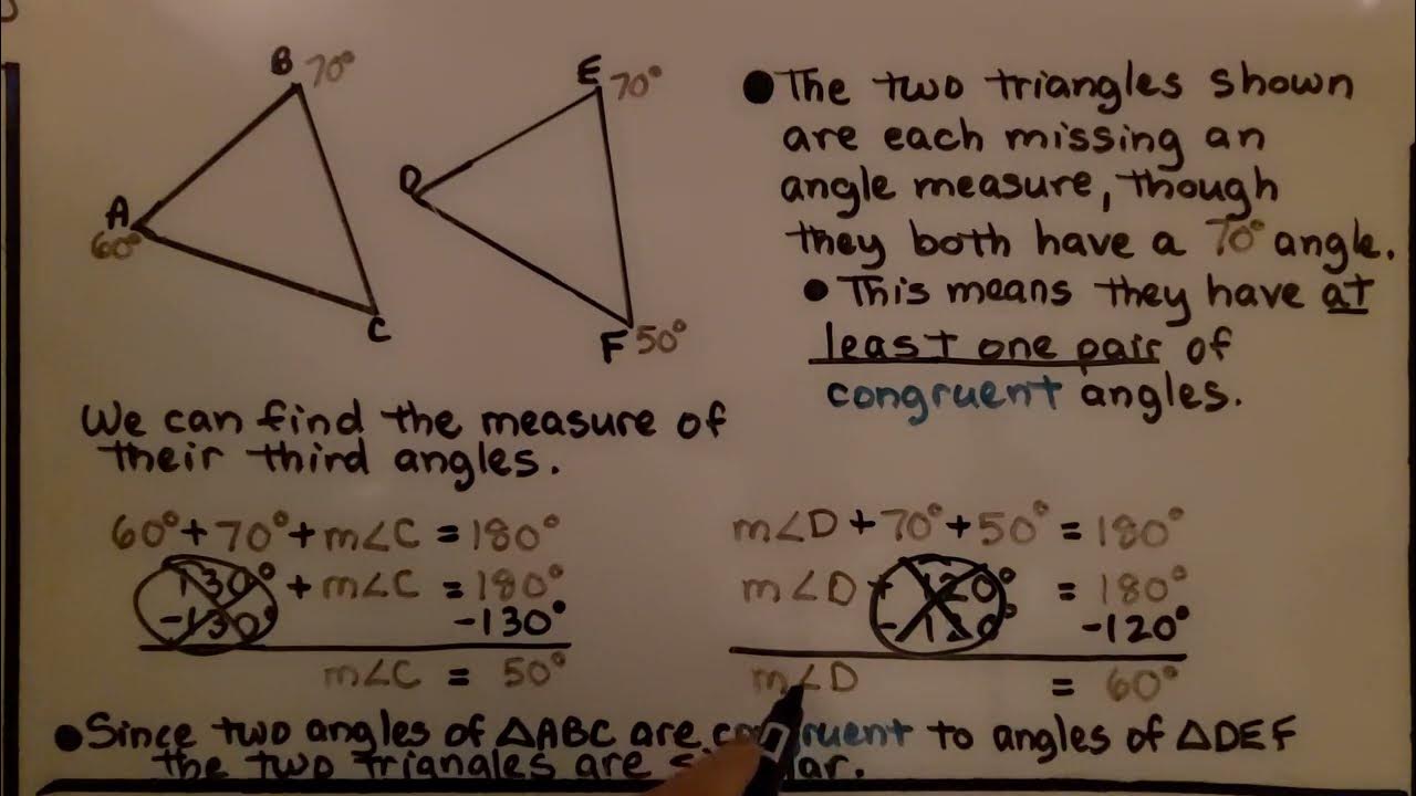 8th Grade Math 11.3b, Using AA Similarity Postulate (Angle-Angle) - YouTube