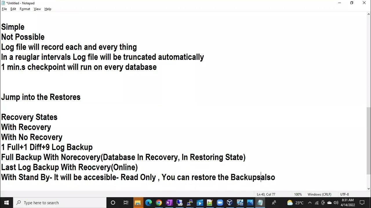 SQL DBA Batch 43 Class 60 Restoring Databases - YouTube