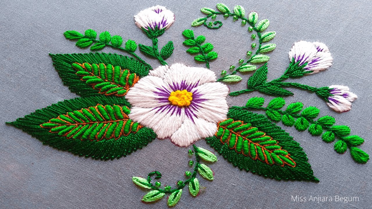 White Cute Hand Embroidery Design at home by Miss Anjiara Begum ...