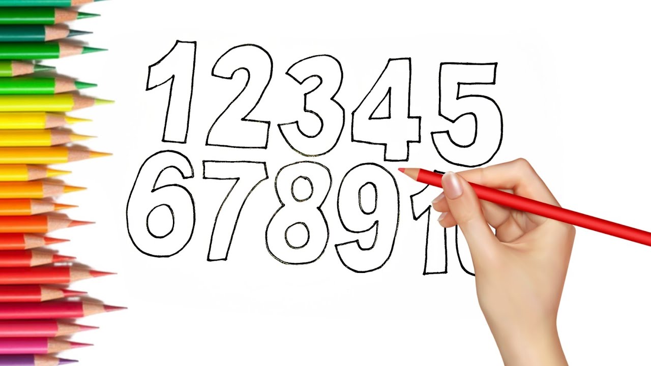 How to draw 1 To 10 Number step by step guide painting and colouring ...
