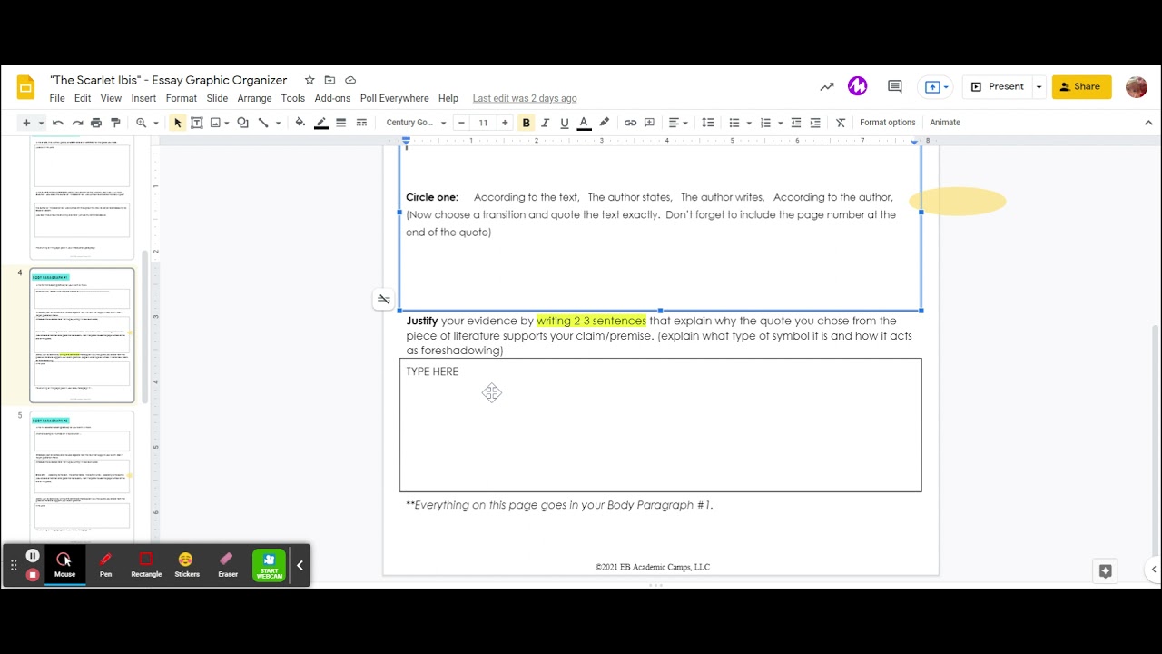 Foreshadowing Graphic Organizer