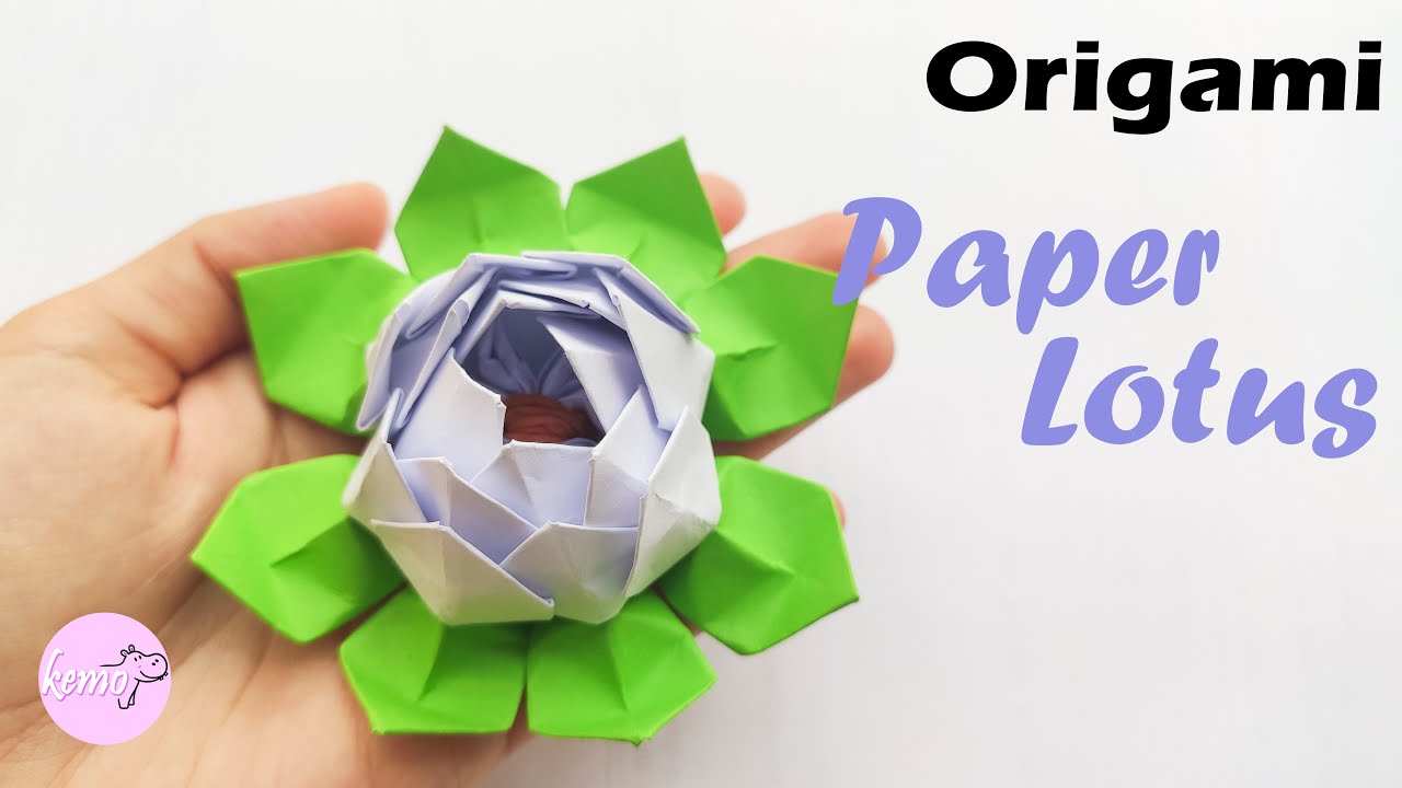 3D Paper Lotus Flower Making Without Glue! | Easy Paper Flower Tutorial ...