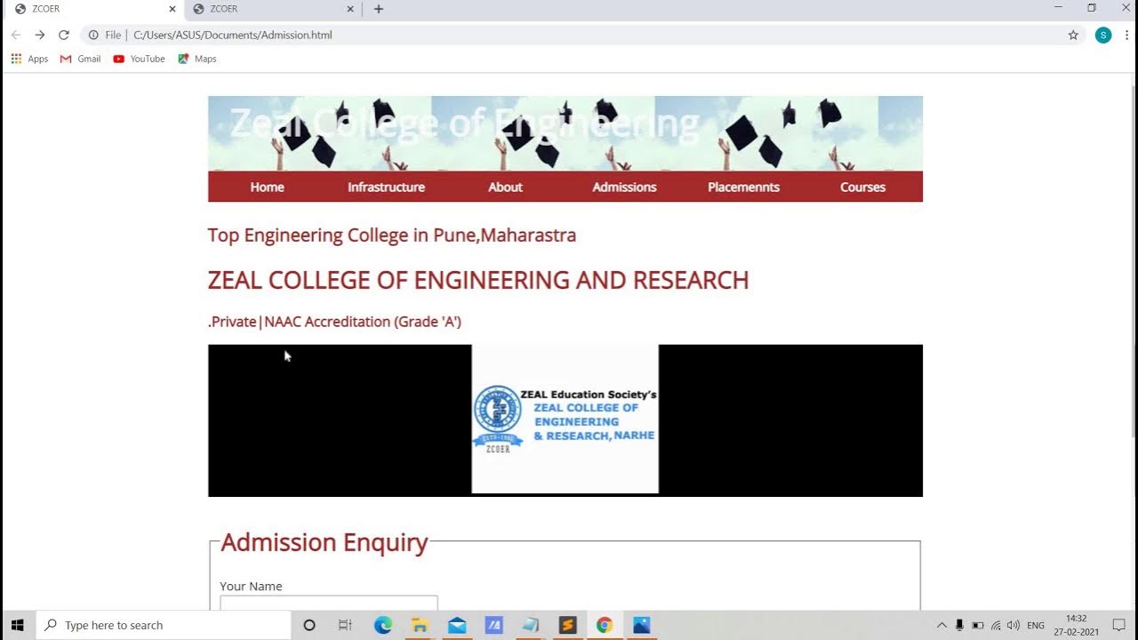 College Web page Development Using HTML - YouTube