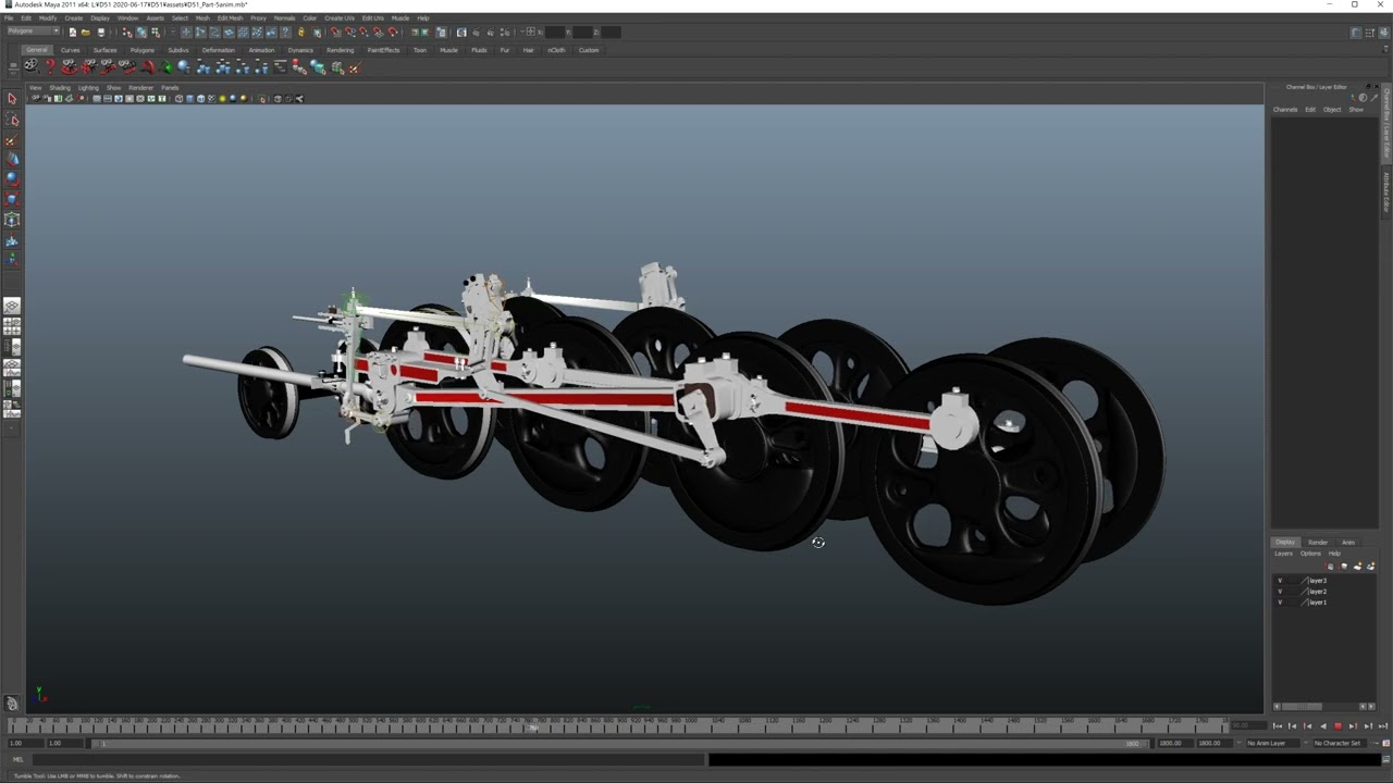 MAYA 2011 D51 動輪の動き - YouTube