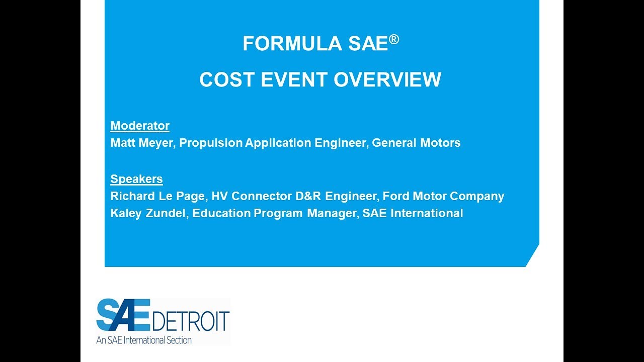 2021 Formula SAE® – Cost Event Overview - YouTube