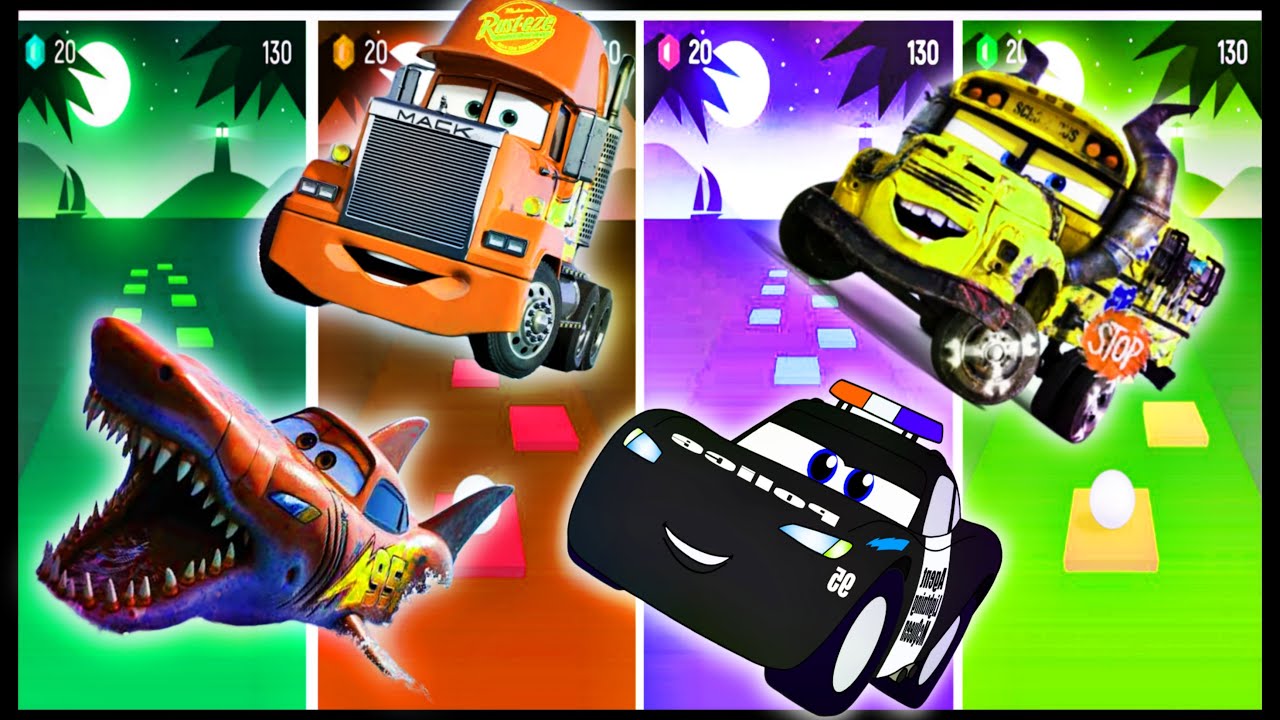 Lightning McQueen vs Cars 3 Mater police 🚓 🎶 Tiles hop EDM Rush 🎶 - YouTube