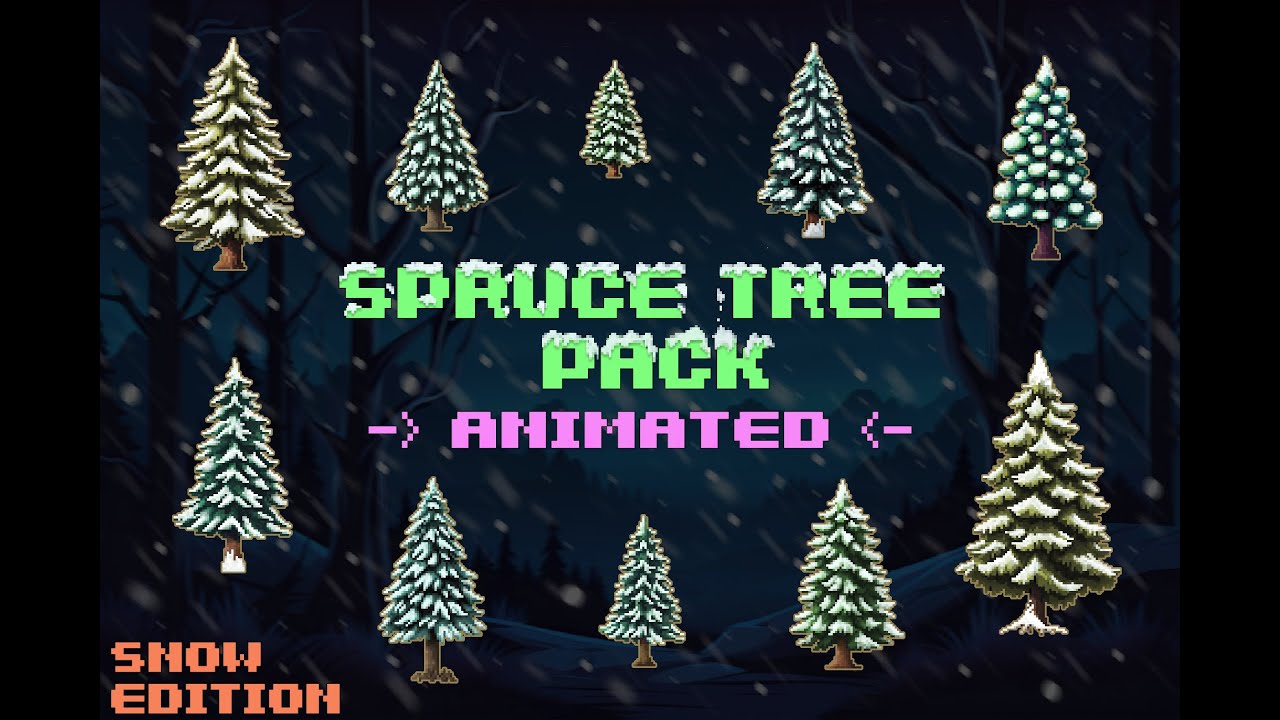 Pixel Art Spruce Tree Pack - SNOW EDITION - Animated - YouTube