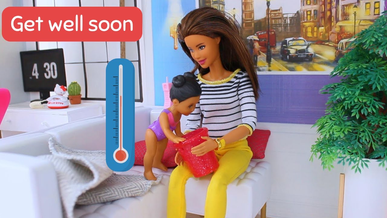 Barbie & Ken Doll Family Toddler Get Well Routine - YouTube