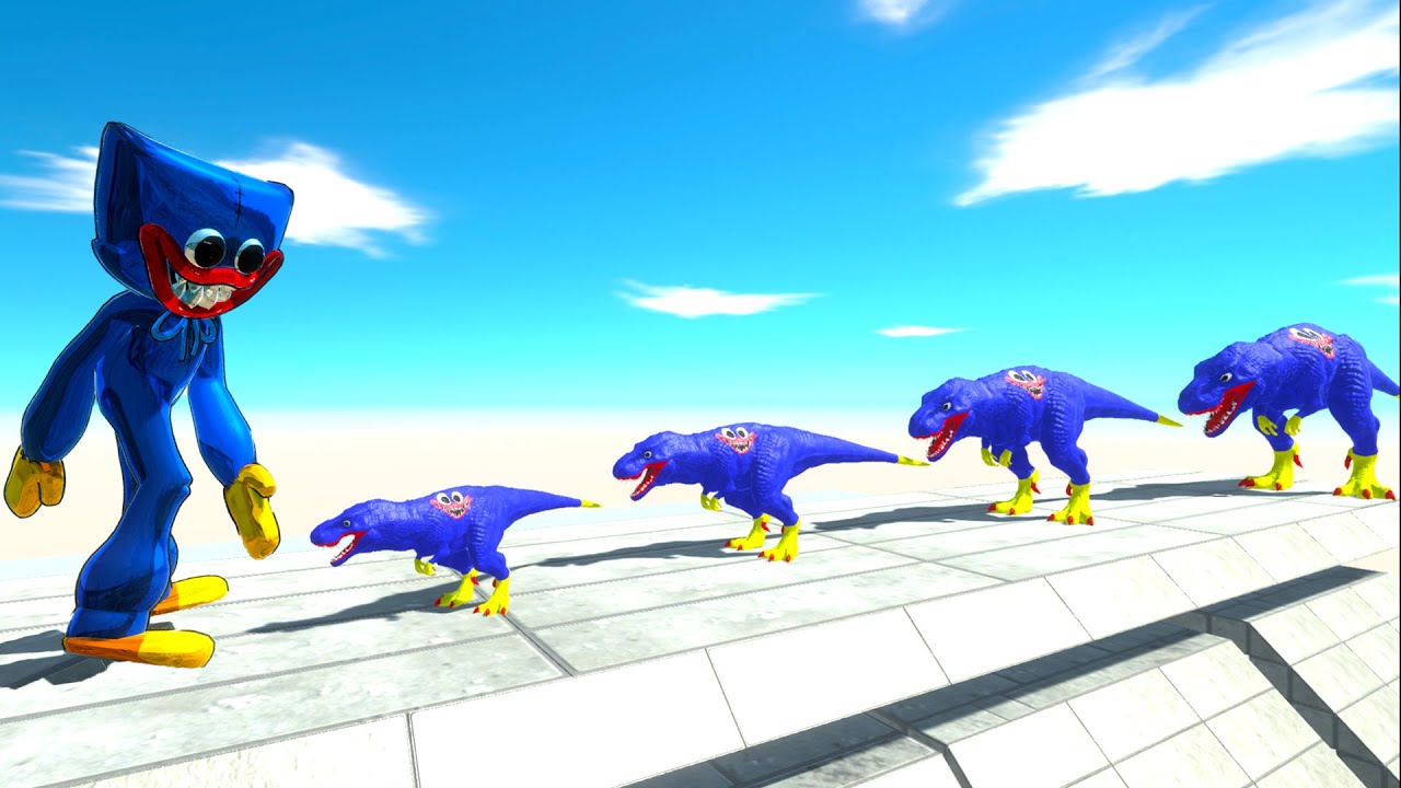 BATTLE 4 SIZE of HUGGY WUGGY T-REX - Animal Revolt Battle Simulator ...