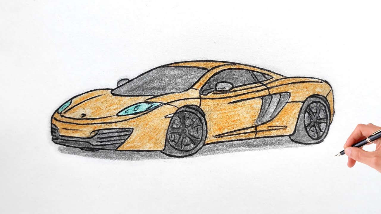 How to draw a MCLAREN MP4-12C 2011 /drawing a 3d car / coloring mclaren ...
