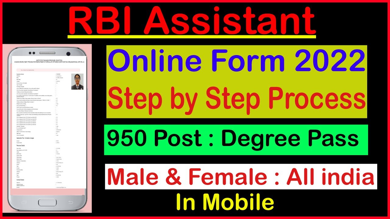 RBI Assistant Online Form Fillup 2022 | Full Step by Step | Reserve ...