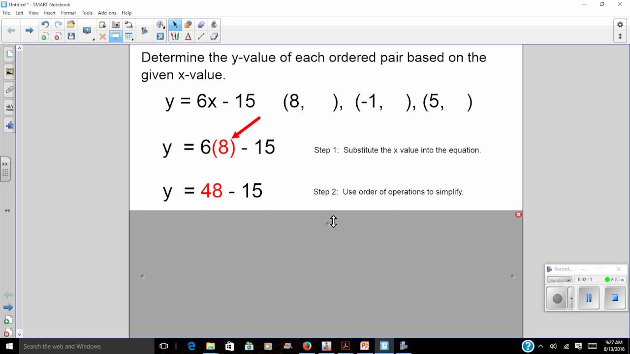 Math 1 MVP Module 1 find y given x - YouTube