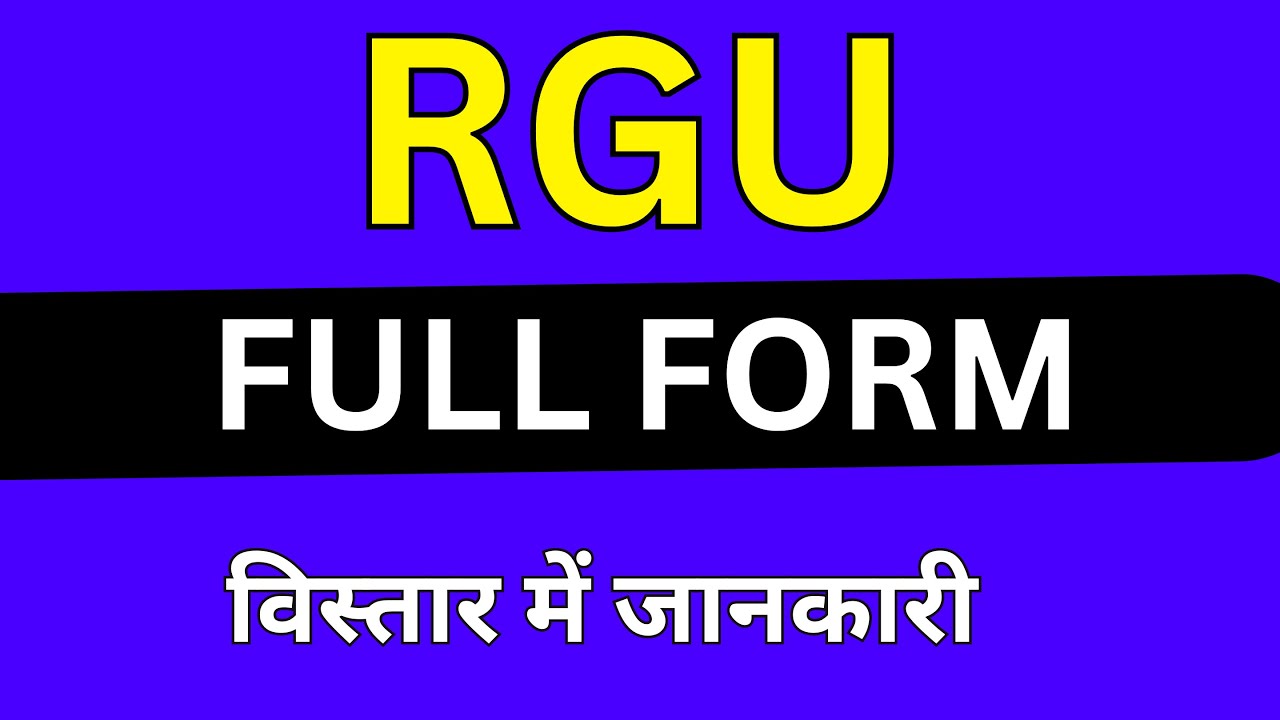 RGU full form in Medical - YouTube
