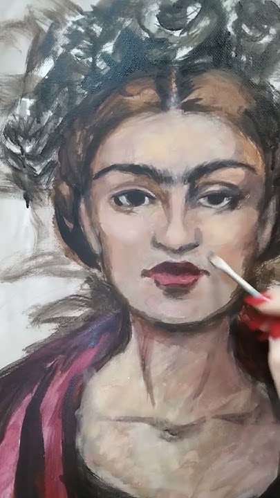 How to draw a huge portrait of Frida Kahlo for a modern exhibition # ...