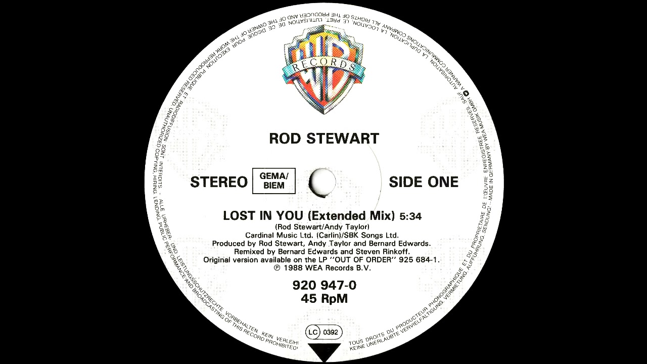 Rod Stewart - Lost In You (Extended Mix) 1988 - YouTube