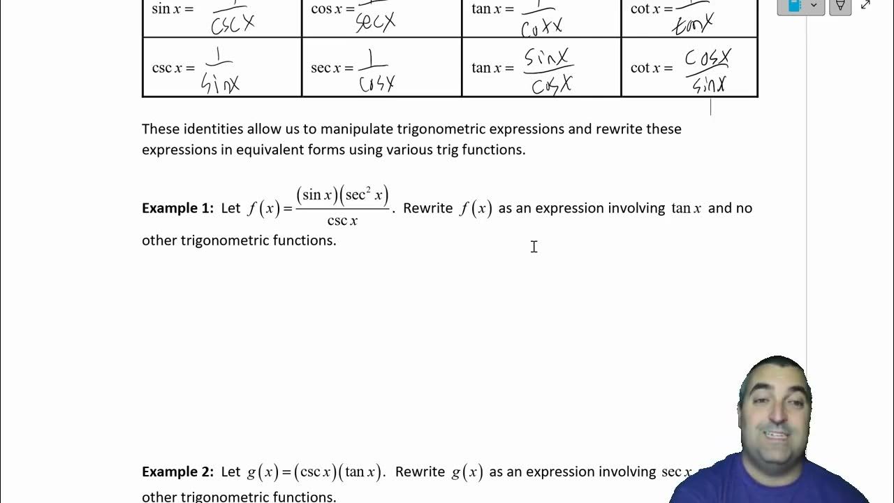 3.12 Equivalent Representations of Trig Functions Part 1 - YouTube