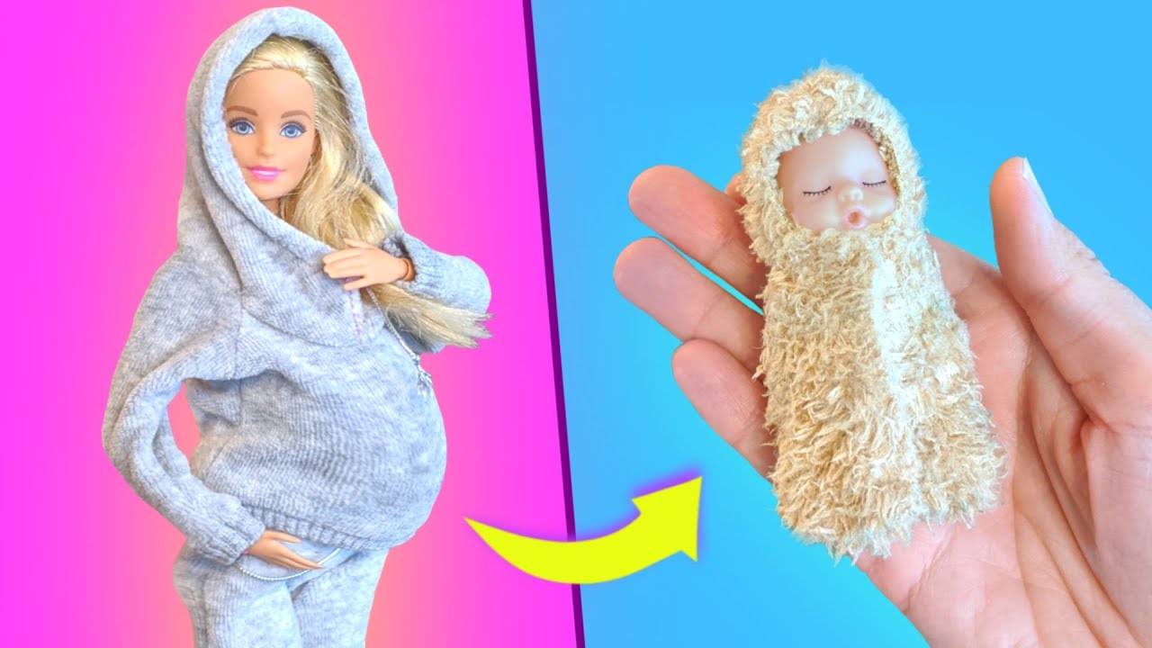 DIY Baby Doll Hacks and Crafts /Tracksuit for a pregnant Barbie and a ...