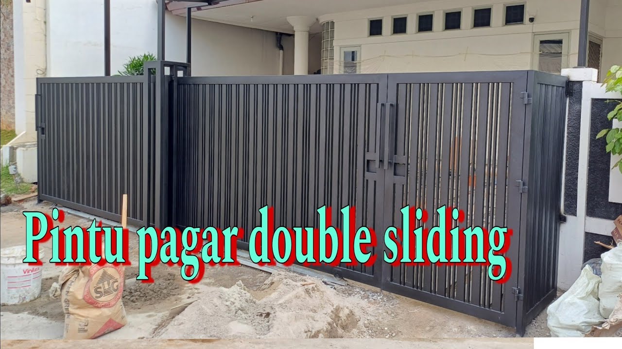PINTU PAGAR DOUBLE SLIDING MINIMALIS - Sliding dua daun - YouTube