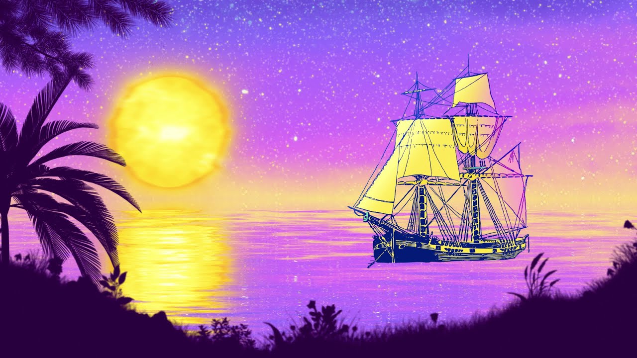 Sunset over ship Landscape Animation - YouTube
