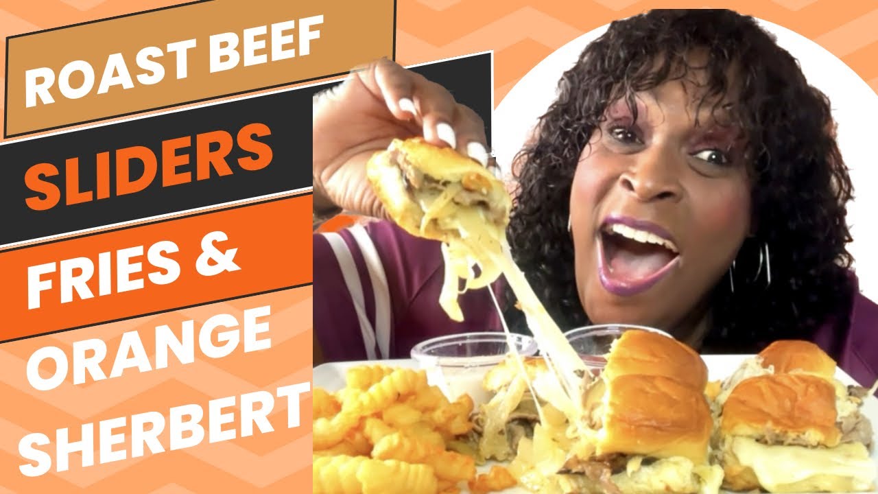 Sliders,French fries, Orange Sherbert with Vanilla ice cream Mukbang ...