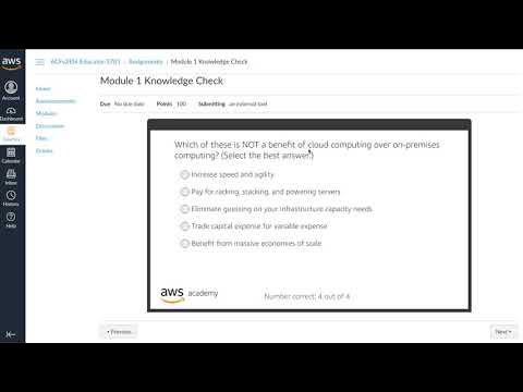 AWS Academy Cloud Foundation - Module 1 Knowledge Check - 2022 Version ...