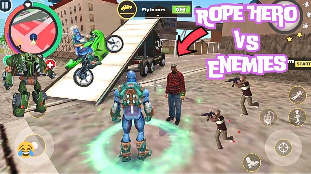 I used a gravy gun and I knocked all enemies in rope hero vice town 😂😱 ...