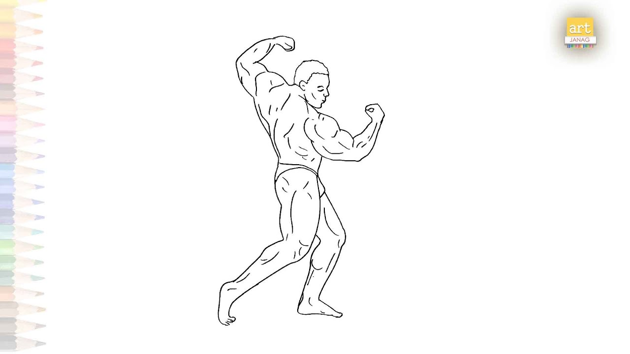 Muscles bodybuilder drawing | How to draw Young Bodybuilder step by ...