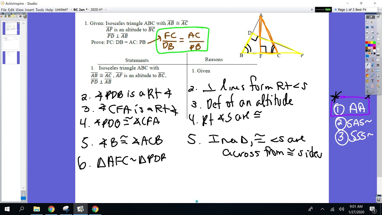 Honors Geometry BC Jan 27th - Unit 7 - CSSTP - YouTube