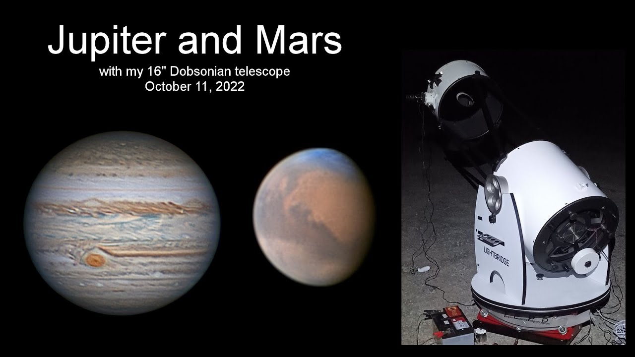 Jupiter And Mars With My 16 Dobsonian Telescope YouTube