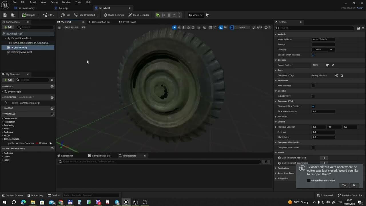 UE5 short tutorials: Делаем вращающиеся колеса у машины без физики, делаем свой компонент ...